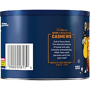 PLANTERS Deluxe Honey Roasted Whole Cashews, Sweet and Salty Snacks, 8.25oz (1 Canister)