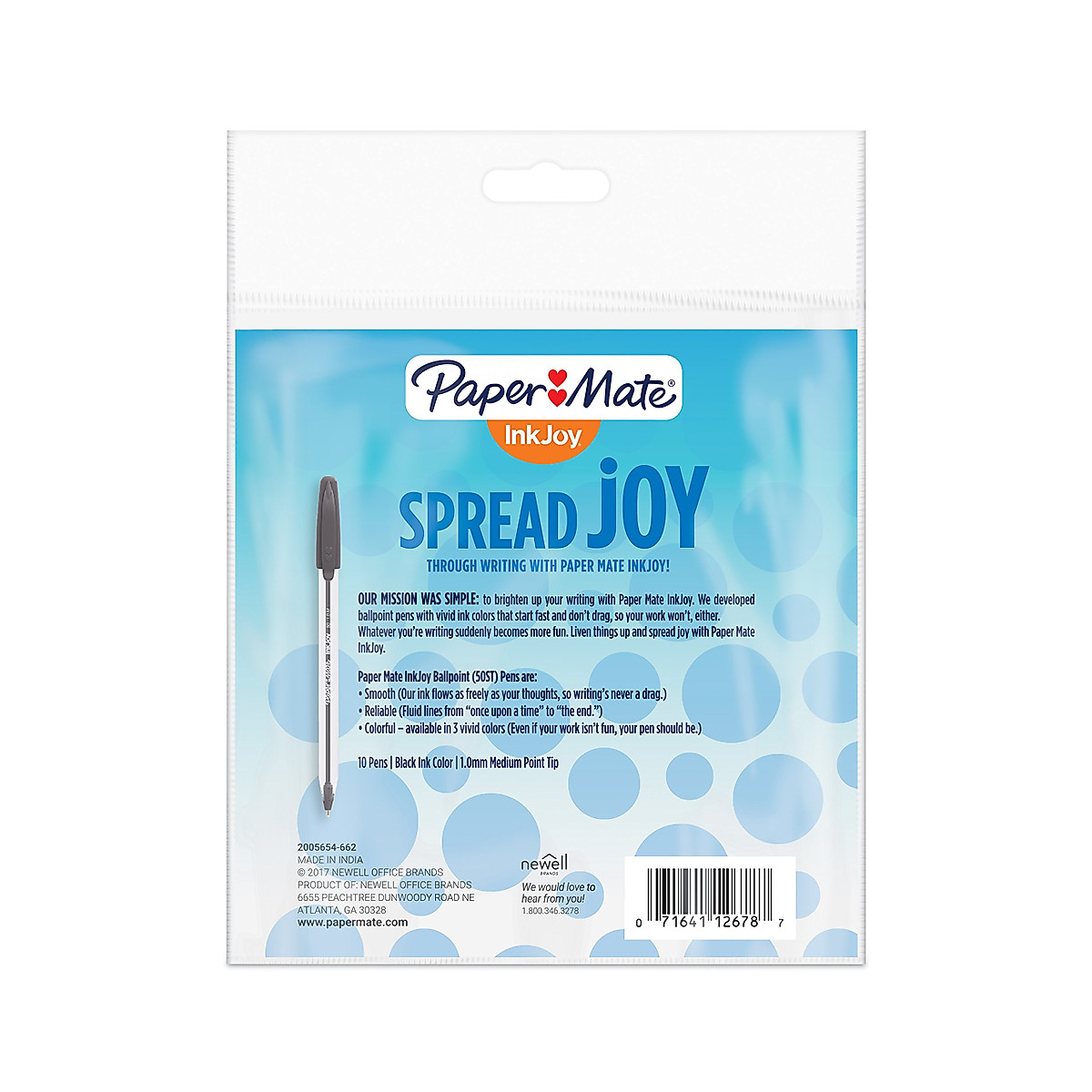 Paper Mate InkJoy 50ST Ballpoint Pens, Medium Point (1.0mm), Black, 10 Count