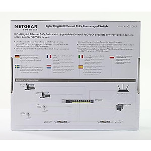 NETGEAR 8-Port Gigabit Ethernet PoE Network Switch, Hub, Internet Splitter (GS108LP) - with 8 x PoE+ @ 60W Upgradeable, Desktop/Rackmount, and ProSAFE Lifetime Protection