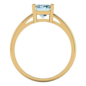 Clara Pucci 2.0 ct Emerald Cut Solitaire Natural Swiss Blue Topaz Bridal Designer Anniversary Engagement Ring 14k Yellow Gold 10.25