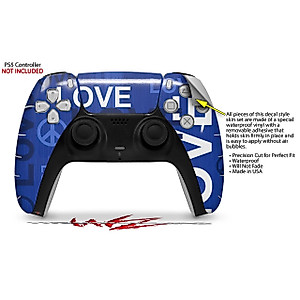 WraptorSkinz Skin Wrap compatible with Sony PS5 DualSense Controller Love and Peace Blue (CONTROLLER NOT INCLUDED)