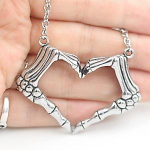 Controse Skeleton bone hand necklace love sign pendant – I LOVE YOU TO DEATH