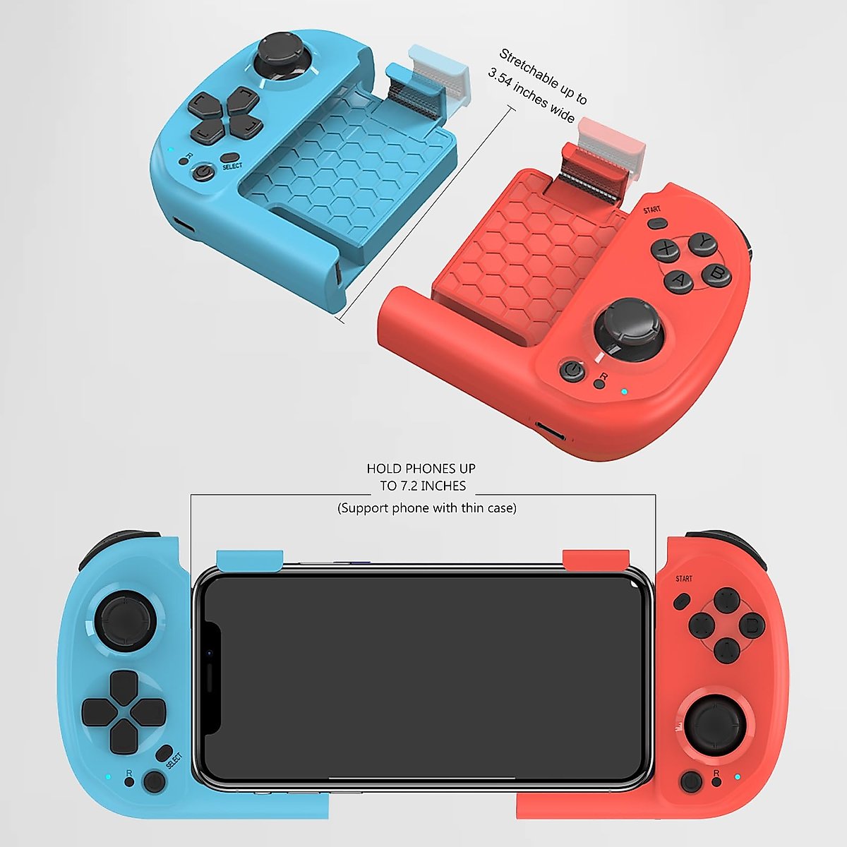 Joso Phone Controller for Android, iPhone, Direct Play, 15 Hours of Playtime, Support with Case, Game Controller Joystick for Galaxy S23 S22 S21 Ultra, iPhone 14 13 12 Pro Max, COD, Genshin Impact