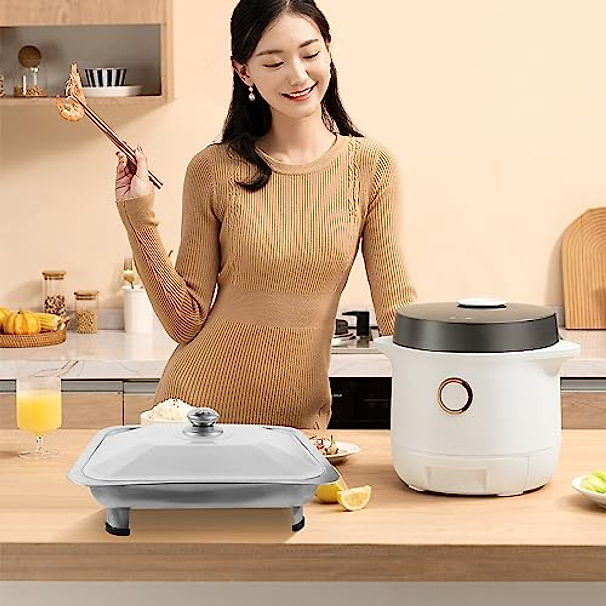 Metal Tray Chafing Dish Buffet Set Stainless Steel Rectangular Chafers with Cover Lid Buffet Server Food Warmer Catering Pan Hot Steam Table Tray Stainless Steel Griddle