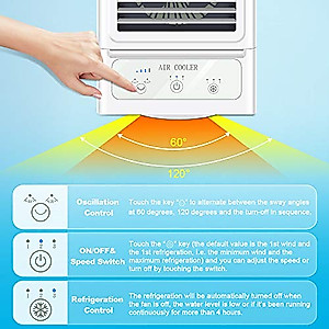 Personal Air Cooler, 5000 mAh Battery Operated 60° and 120°Auto Oscillation,Portable Air Conditioner Fan with 3 Refrigeration and 3 Wind Speeds,Ultra Quite Cooling Fan for Outdoor Home and Office