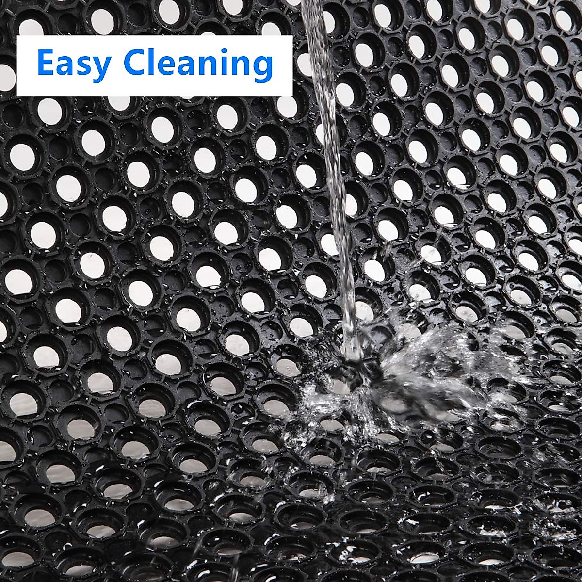 Rubber Door Mat, Anti- Fatigue Drainage Floor Mat, Non-Slip Bath Mat for Kitchen Bathroom Restaurant Bar Garage Garden Industrial, Indoor Outdoor, Black 24" x 36"