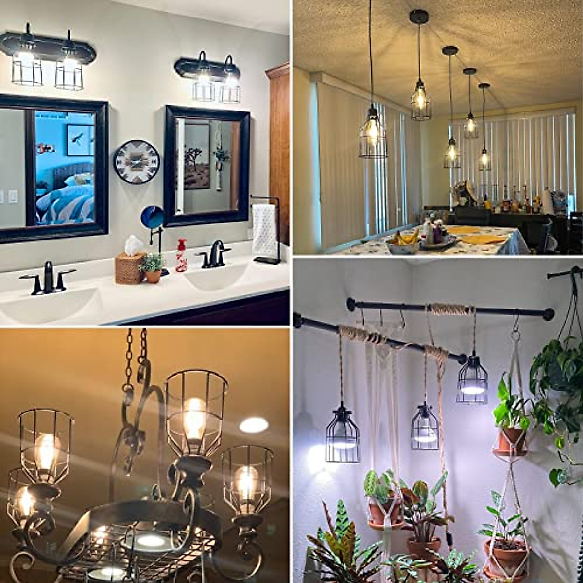 Kohree Metal Bulb Guard Lamp Cage, for Pendant Light, 32-42mm Lamp Base, Ceiling Fan Light Bulb Covers Vintage Open Style Industrial Grade Adjustable 4 Packs(Cage ONLY)