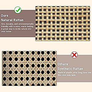 OKD Coffee Table, Mid Century Modern Storage Center Table for Living Room with Natural Rattan Double Sliding Drawers 2-Tier Open Shelf, Easy Assembly, Oak