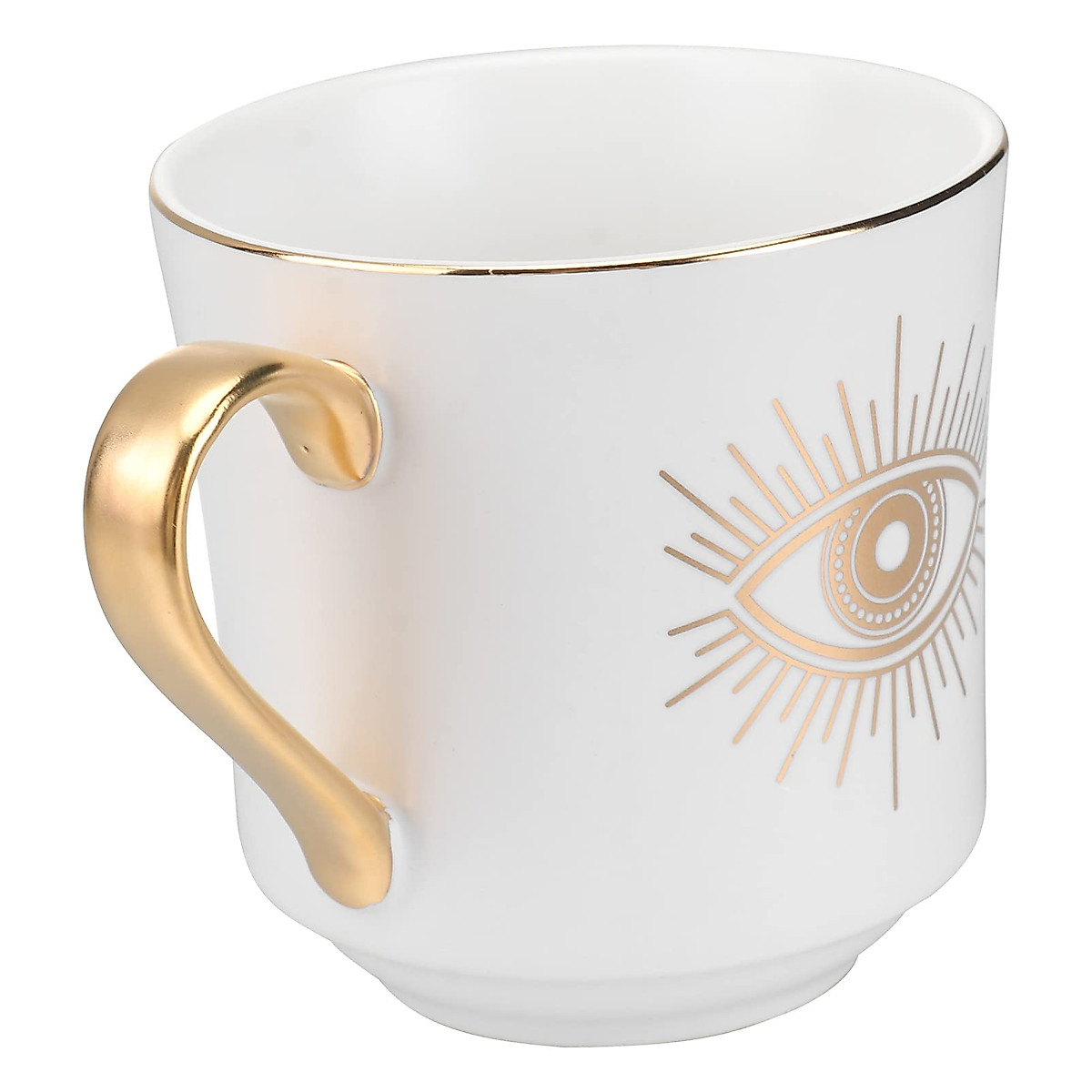 FRCOLOR Latte Mug Ceramic Coffee Mug Boho Evil Eyes Coffee Cups with Handle Turkish God Eye Tea Cup for Home Office Cafe Restaurant Travel Shop White White Coffee Mugs