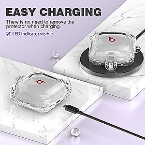 [Upgrade Lock] Beats Fit Pro Case with Lock, PC Shell Clear Case for Beats Fit Pro Charging Case, Full Protective Safety Lock Case Cover for Beats Fit Pro Accessories with Fashion Candy (Clear)