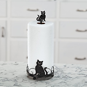 Cat Design Metal Paper Towel Holder, Metal Base for Added Support, Kitchen Storage and Organization – Measures 14" High x 5 3/4" Diameter, by Chef's Pride