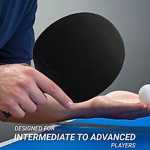 Killerspin Impact D5 Ping Pong Paddle, Table Tennis Racket, Table Tennis Equipment for Intermediates, Table Tennis Paddle with Wood Blade, Black