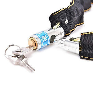 MGUOTP Bicycle Lock Reinforced Metal Heavy Motorbike Motorcycle Bicycle Chain Lock with Keys Bike Locks (Color : Black)