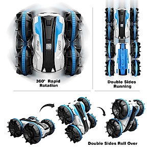 Tecnock Amphibious Remote Control Car for Kids,Toys for 5-12 Year Old Boys,2.4Ghz Waterproof RC Stunt Car RC Boat, 4WD Off Road Birthday Gift Water Beach Pool Toys