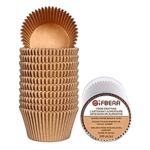 Gifbera Jumbo Cupcake Liners Greaseproof Paper 200 Count - Food Grade Odorless Muffin Baking Cups Cupcake Wrappers for Wedding Birthday, Natural