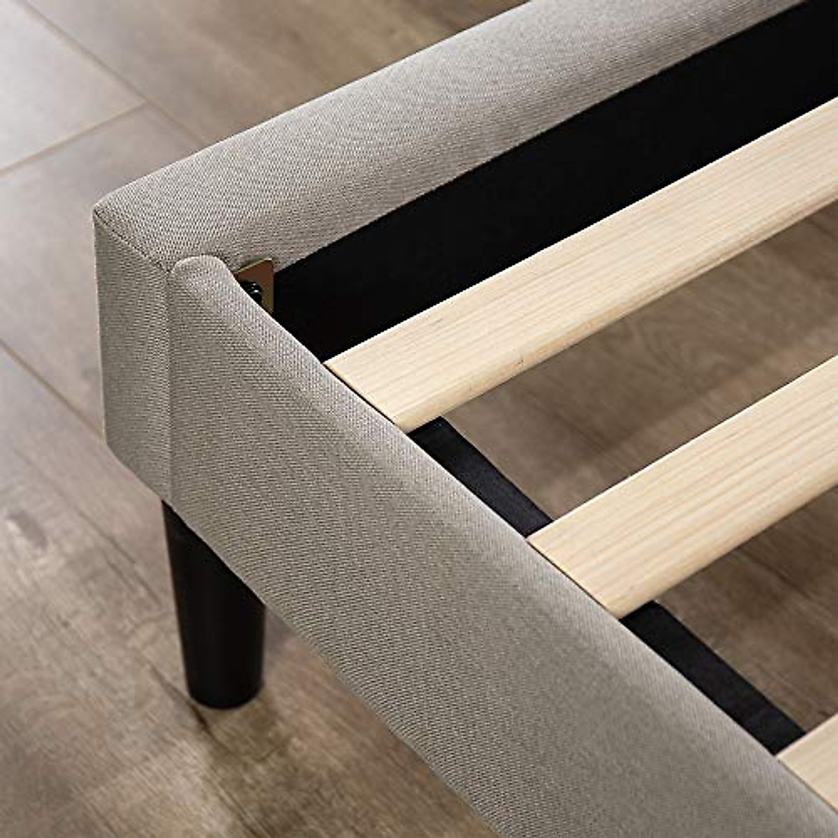 ZINUS Maddon Upholstered Platform Bed Frame, Mattress Foundation, Wood Slat Support, No Box Spring Needed, Easy Assembly, Beige, Full