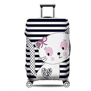 IBILIU Travel Luggage Cover Protector Cat Girl Striped Funny Animal Suitcase Cover Protectors Washable Luggage Suitcase Cover for 25-28 Inch L