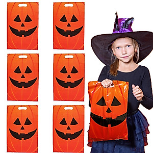 GiftExpress 50 Pieces 11" X 17" Jack O Lantern Trick or Treat Bag, Halloween Trick or Treat Bag, Halloween Party Goody Bags, Jack O Lantern Plastic Bags Bags, Halloween Goodie Bags