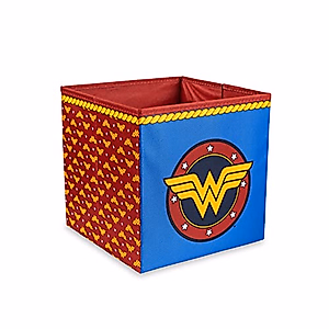 DC Comics Wonder Woman Logo 11-Inch Storage Bin Cube Organizers| Fabric Basket Container, Cubby Cube Closet Organizer | Comic Book Superhero Toys, Gifts and Collectibles