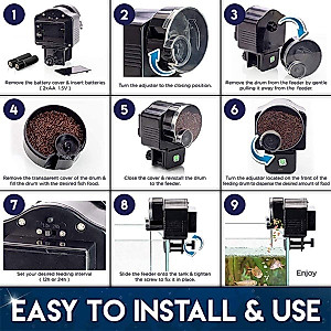 Xiaojiatech Aquarium Automatic Fish Food Dispenser Vacation Fish Feeder Tank Feeder Timer Auto Feeders for Holiday Moisture-Proof Electric Auto Fish Food Dispenser Aquatic Pet Supplies (AF-2003)