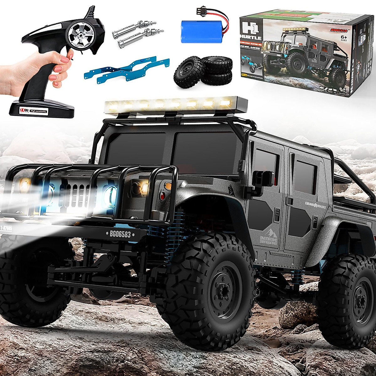 FUUY Remote Control Car Toys for Boys 8-12 H1 Jeep RC Cars Toy Truck Crawler 30+km/h 600mAh Battery 4WD Off Road Vehicle Outdoor Gifts Toy Truck Kids Age 3 4 5 6 7 8-12 Year Old Adults Xmas Birthday