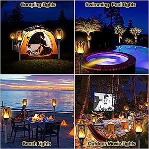Ambaret Solar Lights Outdoor, Waterproof Flickering Flames Solar Torch Lights Outdoor Landscape Decoration Lights Dusk to Dawn Auto On/Off Security Dancing Flame Lighting for Patio Garden (4)