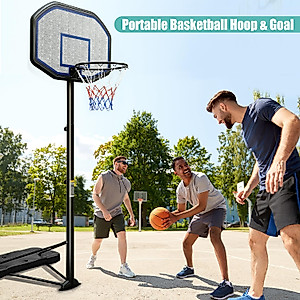 Pro Court Portable Basketball Hoop 10ft Adjustable Basketball Hoop Goal System 43in HDPE Shatterprooft Backboard for Kids/Adults in Backyard Indoor Outdoor Sports