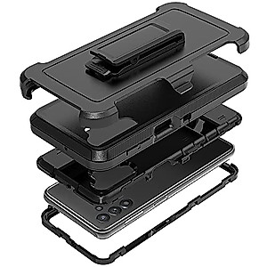 TENCO Compatible with Samsung Galaxy A32 5G Case,with Screen Protectors,Heavy Duty Rugged Shockproof Full Body Protection Kickstand Case Belt Clip Holster for 5G(Black), SM-A326B, SM-A326BDS