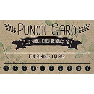 Loyalty Rewards Punch Cards for Small Business - Set of 50 Kraft Paper Coupon Cards - Blank Voucher Gift Rewards Card Stationery - Great Loyalty Cards for Business