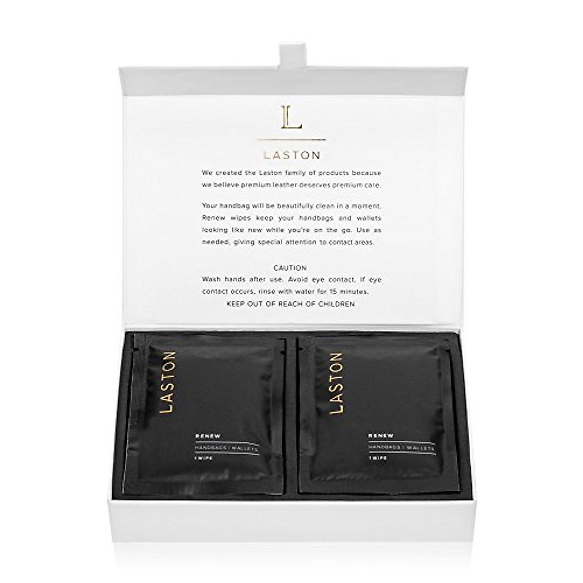 Laston Renew 8ct Leather Purse Cleaner Handbag Wipes | Cleans, Rescues, & Renews Luxury Designer Handbags, Purses, Wallets | 8 Individually-Packed Single Travel Wipes Per Box
