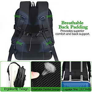 Business Laptop Backpack for Men with USB Charging Port, Durable Water Resistant College School Bookbag Travel Computer Backpack with Laptop Compartment Fits Up to 17 Inch Laptop Notebook, Black