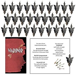 Smiling Wisdom - Bulk 30 Gift Sets - Employees Staff Motivational Encouragong Warrior Keepsake Appreciation Cards, Bags - 90 PCS - Silver Warrior Arrowhead
