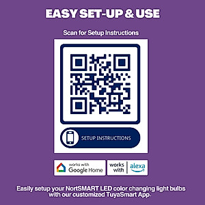 NorbSMART Smart Light Bulb LED - Color Changing Light Bulbs, Tunable Day and Night Spectra, Works with Alexa, Echo & Google Home Assistant, 9W, A19, E26, Dimmable, No Hub Required, Multicolor, 1-Pack
