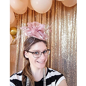 Sequin Curtain Backdrop 2 Panels Set Rose Gold 2FTx8FT Sequin Photography Backdrop Curtain Sparkle Background Drapes for Christmas Wedding Party Decoration