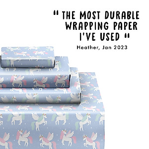 CENTRAL 23 Unicorn Wrapping Paper (x6) Sheets - Blue and Pink - Gift Wrap - Birthday Wrap for Girls Kids Women - Recyclable and Made in UK