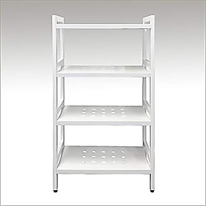 Anthology Spa Asta 4-Tier Free Standing Rectangular Bathroom Utility Storage Shelf Rack, Powder-Coated Metal Storage Shelf Stand, B302 (Pure White), 22 inches(W) x 11 inches(D) x 40 inches(H)