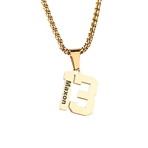 Custom Engraved Gold Number Necklace - Jersey Number Pendant for Athletes - Personalized Sports Jewelry (13)
