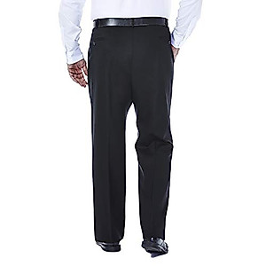 Haggar Men's Premium No Iron Khaki Classic Fit Pleat Front Regular and Big & Tall Sizes, Black BT, 46W x 34L