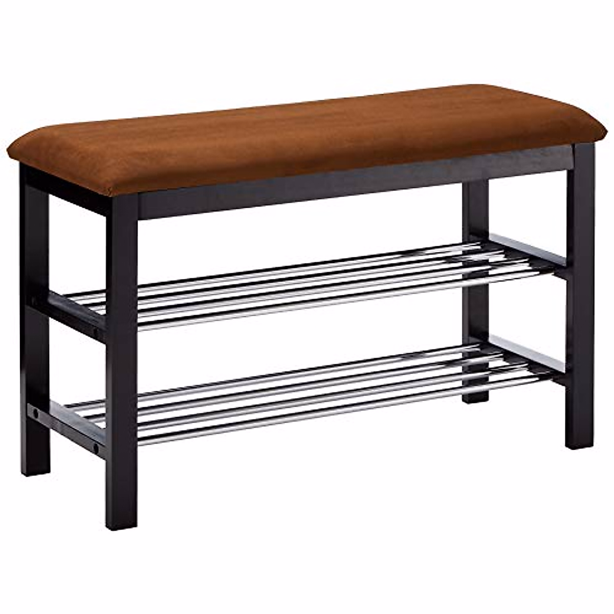Black / Chocolate Micro Fabric Shoe Rack Storage Organizer & Hallway Bench
