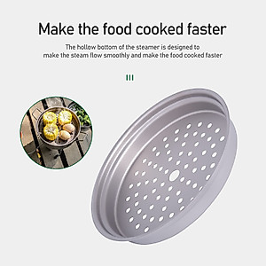 iBasingo 1.8L Titanium Steamer Stockpot Frying Pan Set Ultralight Outdoor Camping Pot Pan Set Portable Campfire Soup Hot Pot Cookware Backpacking Household Kitchen Cooking Kit Ti2101C