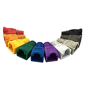 Accessbuy 100 Pack RJ45 CAT6 CAT6E CAT5 CAT5E Ethernet Network Cable Strain Relief Boots Cable Connector Plug Cover Mixed Color for Laptop