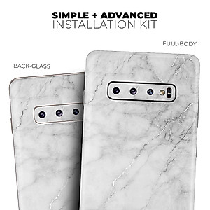 DesignSkinz White Scratched Marble Protective Vinyl Decal Wrap Skin Cover Compatible with The Samsung Galaxy S20 (Screen Trim & Back Glass Skin)