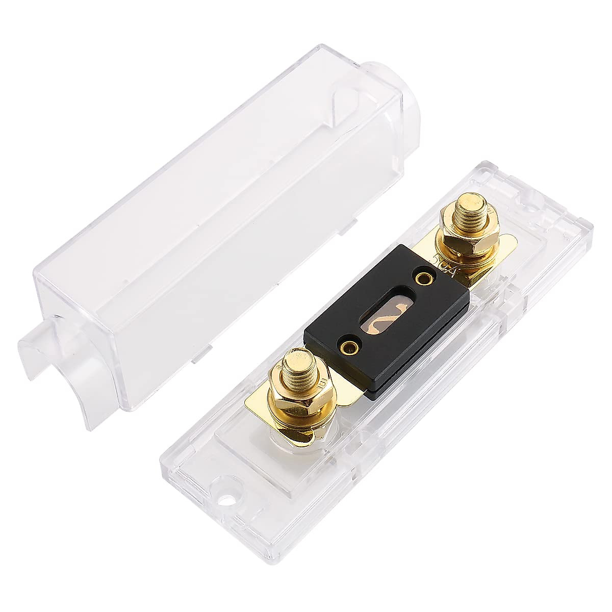 Baomain ANL Fuse Holder Kit for Car Vehicles Audio System, 60Amp ANL Fuses (1 x Holder, 1 x Fuses), RoHS, Clear, Gold