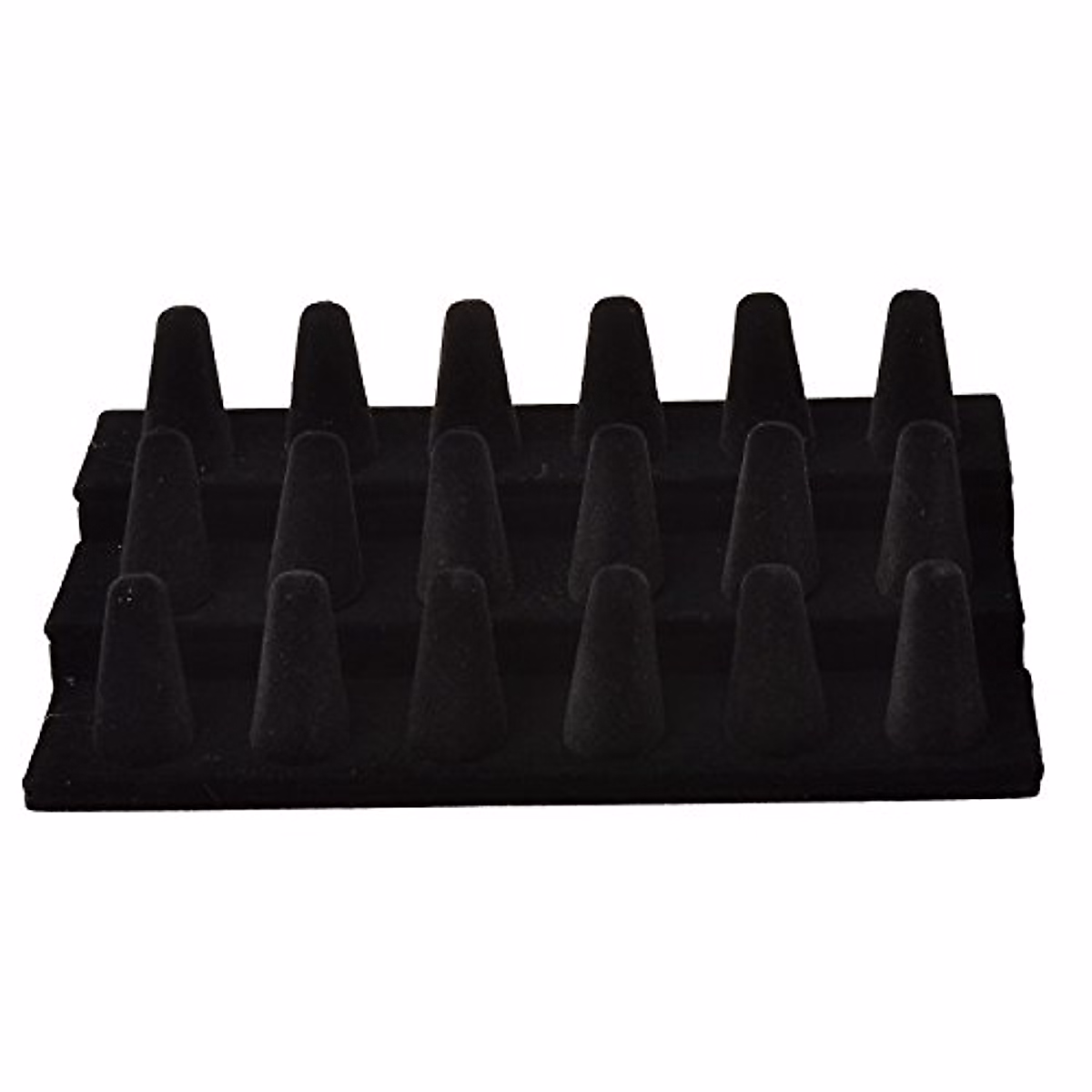 Bocar Black Velvet Finger Ring Display Showcase Organizer Holder Jewelry Storage Counter (18JZZ)