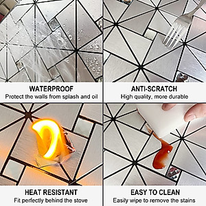 DICOFUN 10-Sheet Peel and Stick Backsplash Metal Tile, Mixed Glass Self-Adhesive Mosaic Tiles, Stainless Steel Stick on Wall Tiles for Kitchen and Bathroom Backspalsh, Mirror Decor (Black)