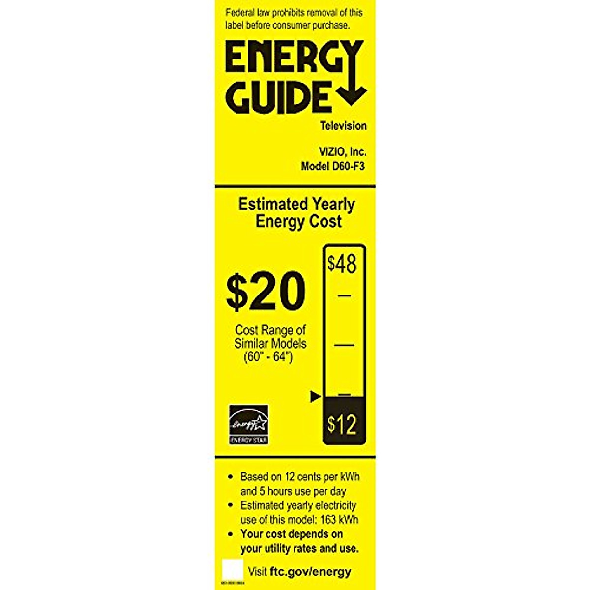 VIZIO D-Series 60" Class (60" Diag.) 4K Ultra HD HDR Smart TV – D60-F3