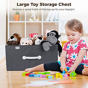 Joyibay Storage Box Chest, Large Storage Box for Blankets Clothes, Collapsible Storage Box with Lids & Removable Divider, Sundry Organizer for Home Living Room Bedroom