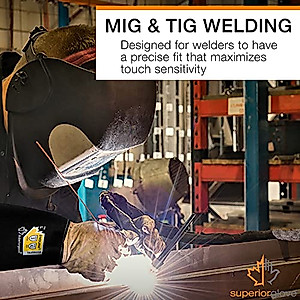 Superior 370GFKLL Precision Arc Goatskin Leather TIG Welding Glove with Kevlar Lining, Work, Large (Pack of 1 Pair)