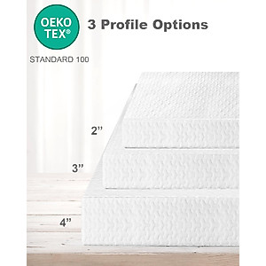 Slumbrae [Twin XL] Mattress Topper, 3" Mattress Topper Twin Extra Long, Memory Foam Mattress Topper Twin XL for College Dorm with Removable Cover and Straps, White