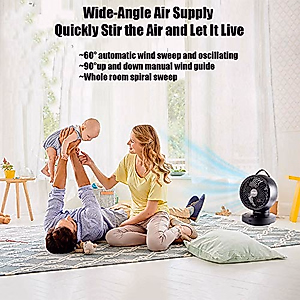 Kapoo Table Fan Air Circulator with Remote, Blade 8", 6 Speeds 4 Wind Modes, Horizontal Vertical Oscillating, Replace Floor Table Tower Fan b16,Black,GS-XXG037